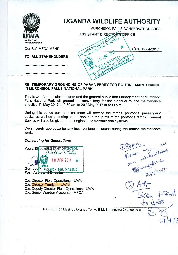 Murchison Falls ferry at Paraa to be out of service for 12 days - ATC ...