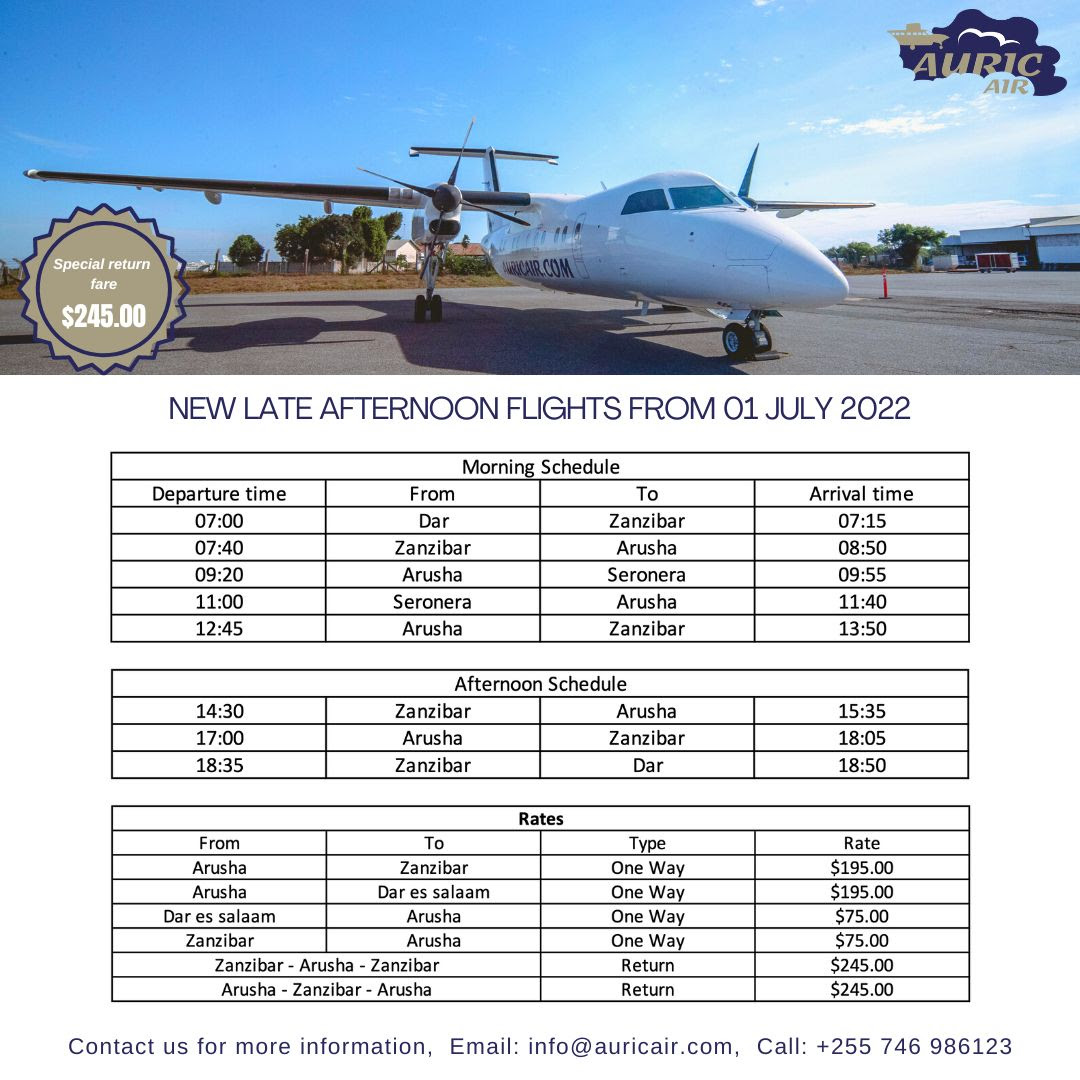 #Tanzania's Auric Air publishes new schedule - ATC News by Prof. Dr ...